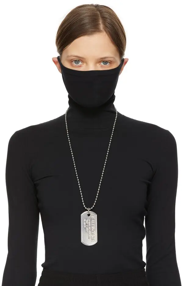 Balenciaga Silver Punk Tag Necklace - 0312 Light Silver
